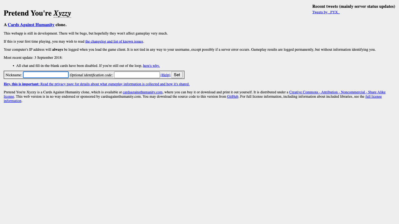 Pretend You're Xyzzy | OnlineParty.Games